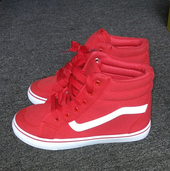 Shoes | New Red High Top Sneakers Lace Up Closure | Poshmark